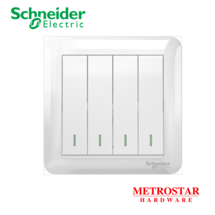 Schneider | 10AX 250V 4 Gang 1 Way Switch