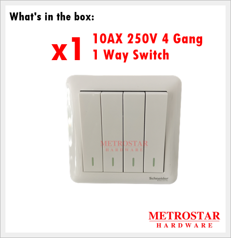 Schneider | 10AX 250V 4 Gang 1 Way Switch