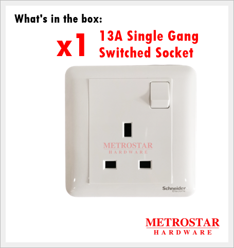Schneider 13A Single Gang Switched Socket
