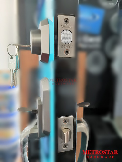 Armor Double Handle Lock Set Matt Grey