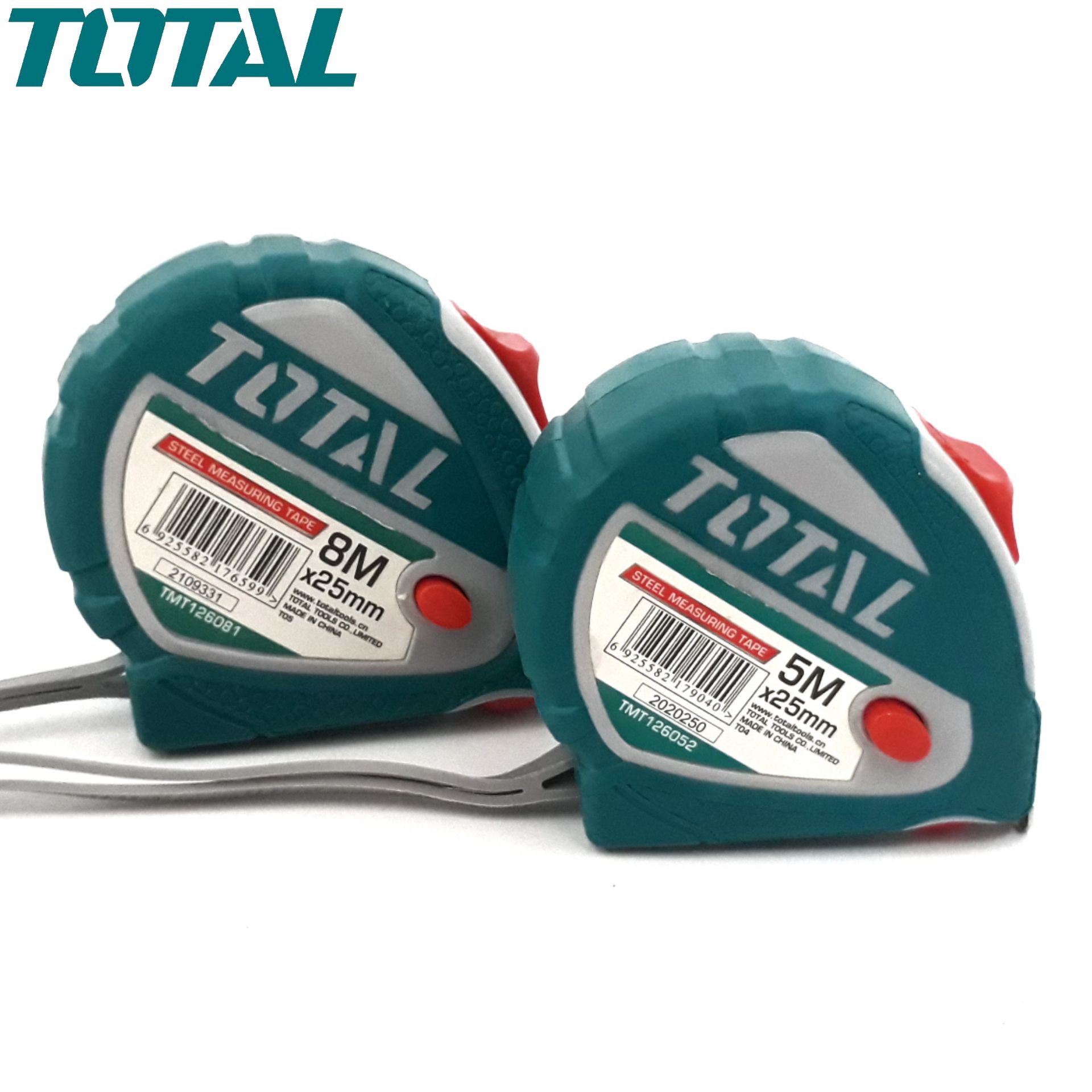 TOTAL 8M/5M X 25MM STEEL MEASURING TAPE
