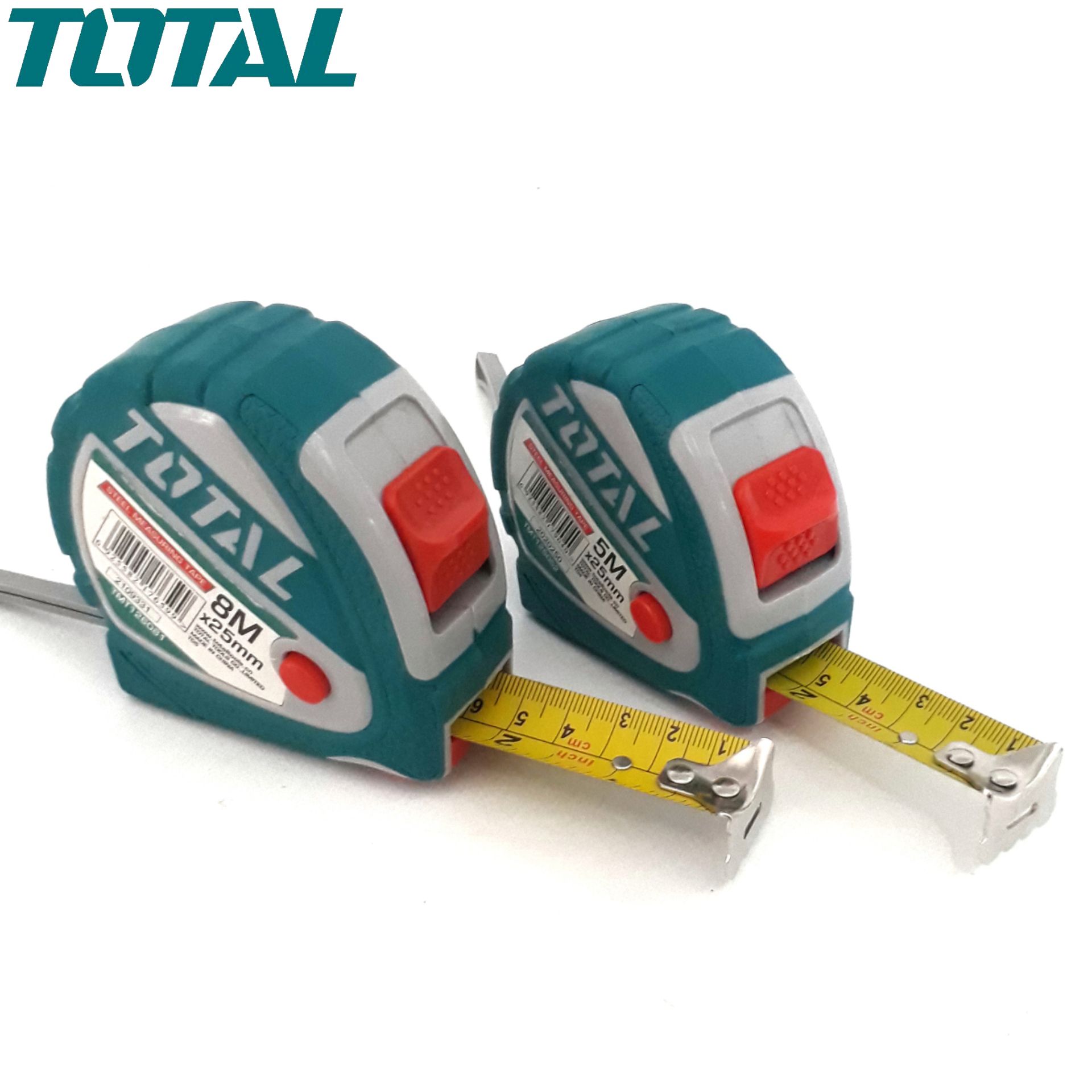 TOTAL 8M/5M X 25MM STEEL MEASURING TAPE