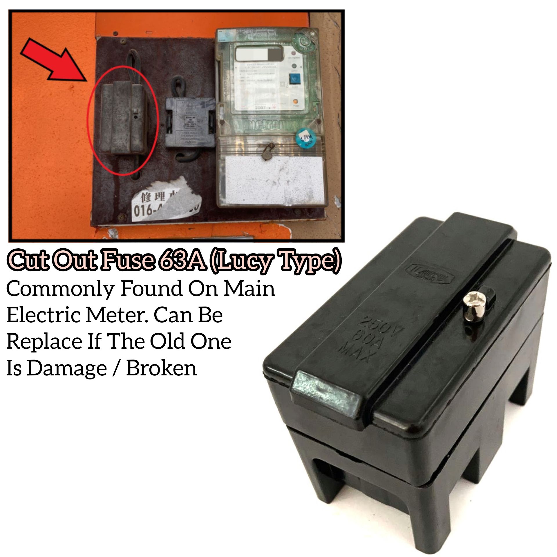 LUCY TYPE CUT OUT UNITE WITH 63A FUSE FOR TNB MAIN SWITCH HOUSE AND ...